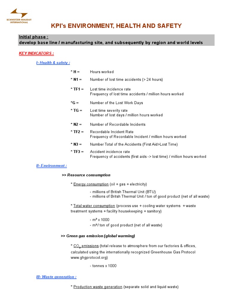 Kpi'S Environment, Health and Safety | PDF | Waste Management | Waste