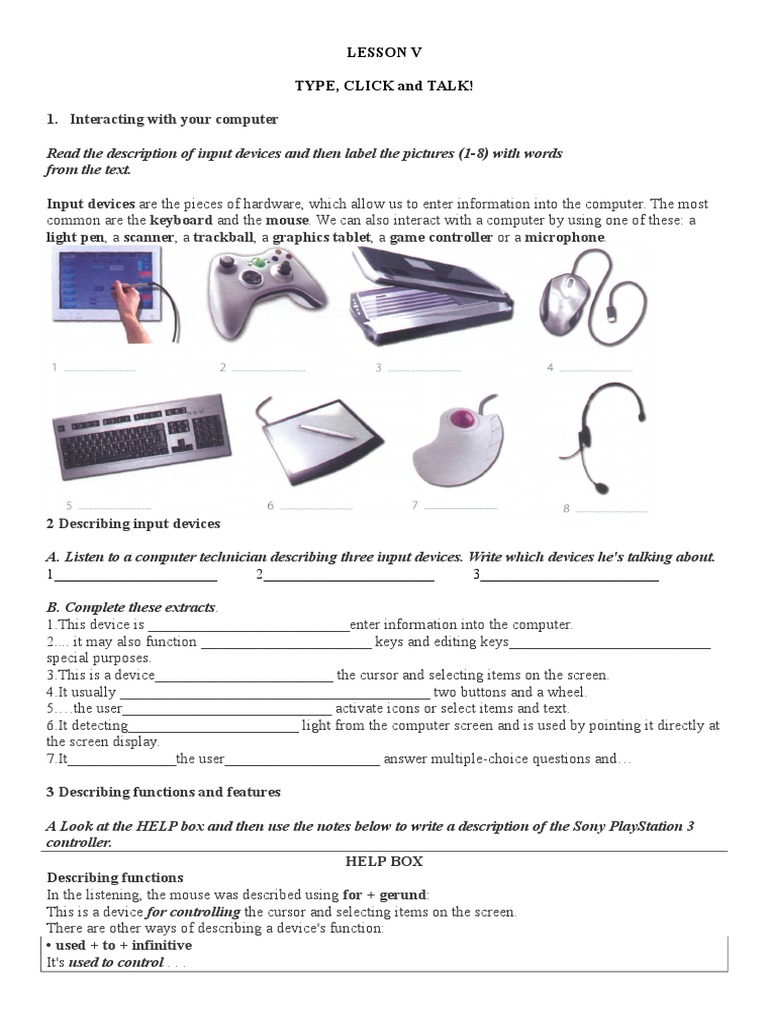 Input and Output Devices: Describing Functions and Features of Keyboards, Mice, and Other ...