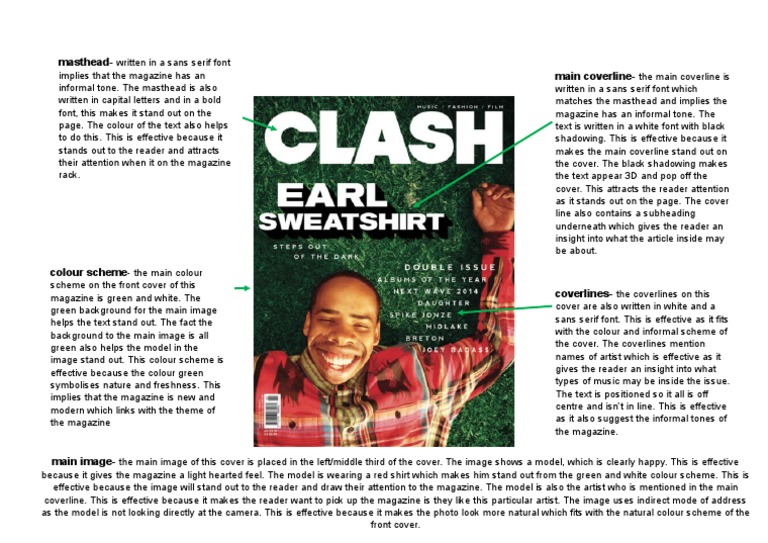 Clash Magazine Front Cover Analysis | PDF | Sans Serif | Typefaces