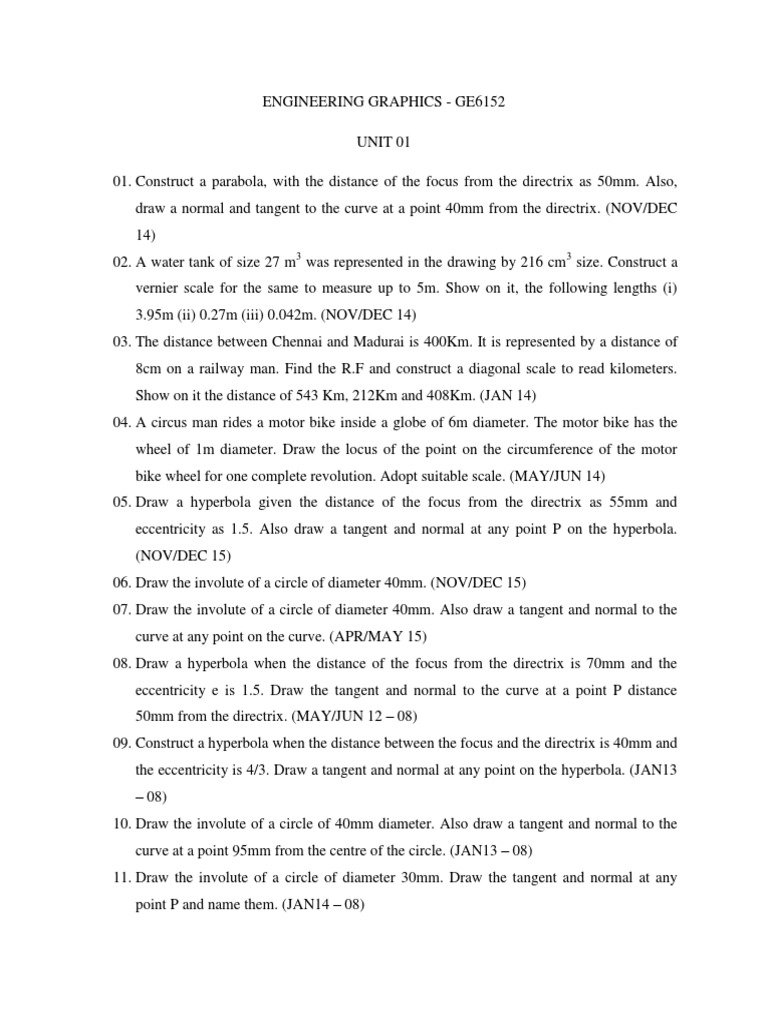 Ge6152 Engineering Graphics Reg2013 QB | PDF | Perspective (Graphical) | Perpendicular