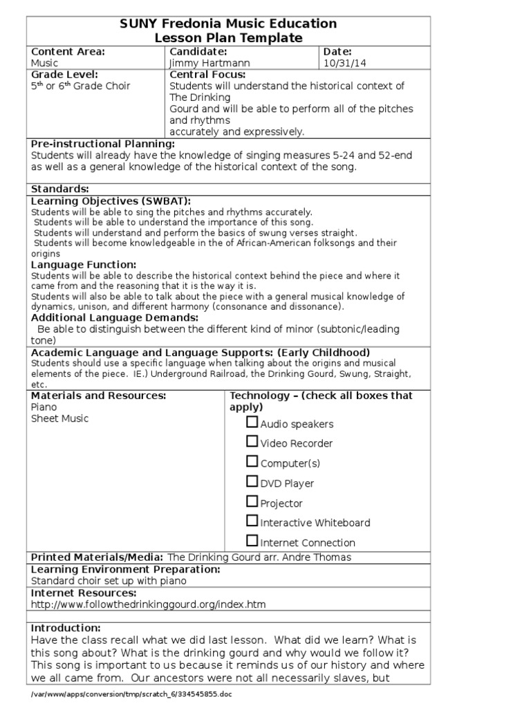 Follow The Drinking Gourd Lesson 3 | PDF | Lesson Plan | Pedagogy