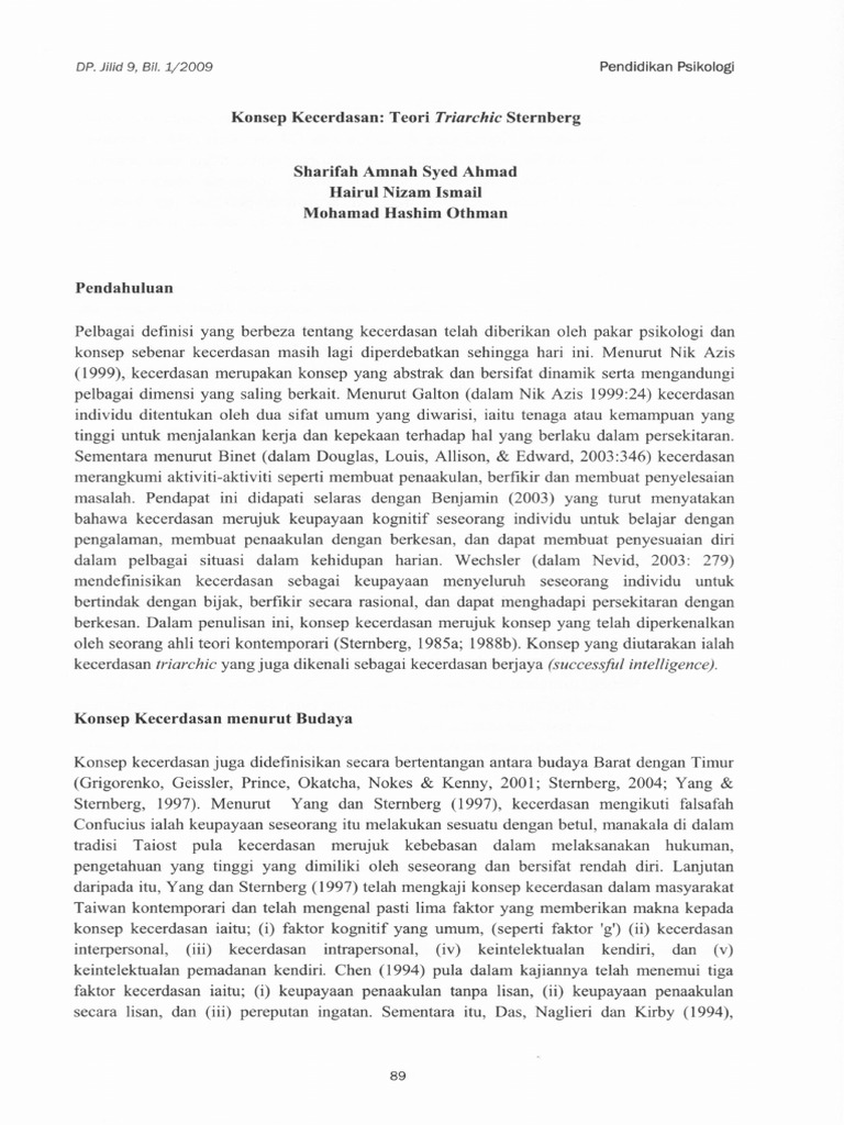 Teori Kecerdasan Stenberg | PDF