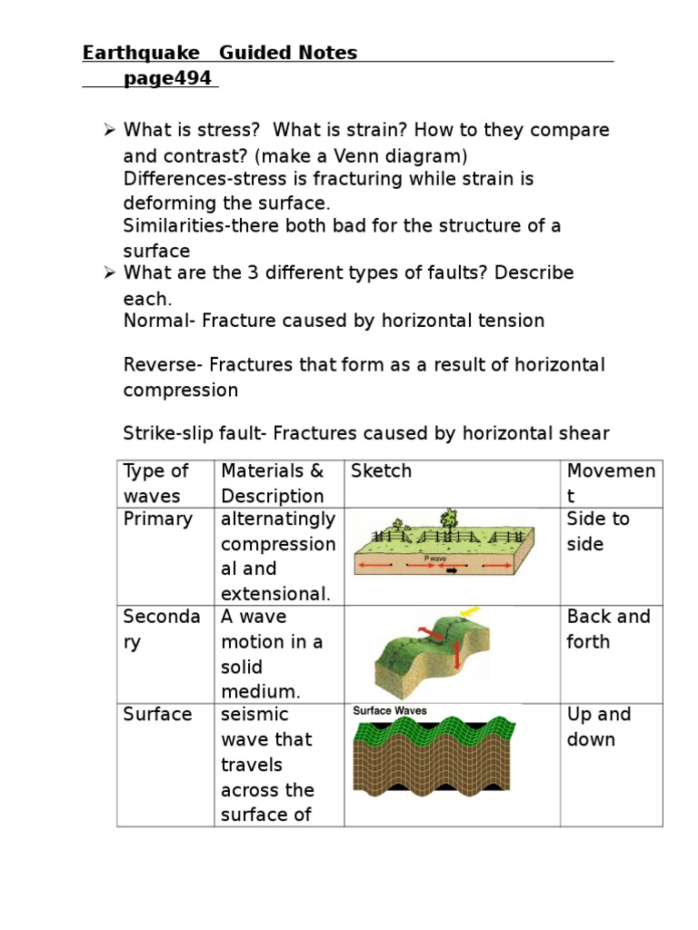 Earthquake Guided Notes | PDF | Science & Mathematics