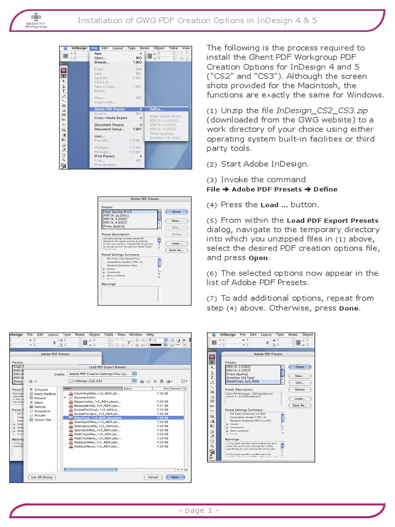 InDesign Adobe PDF Presets Installation | PDF