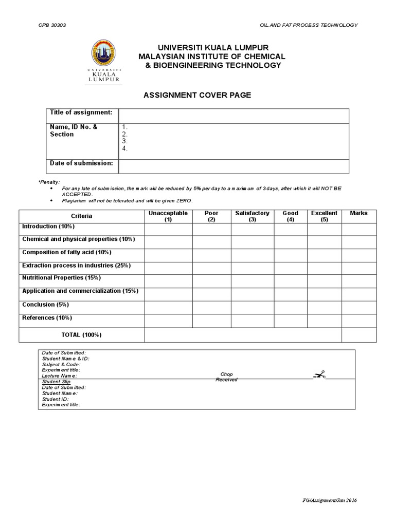 Assignment Cover Page | PDF