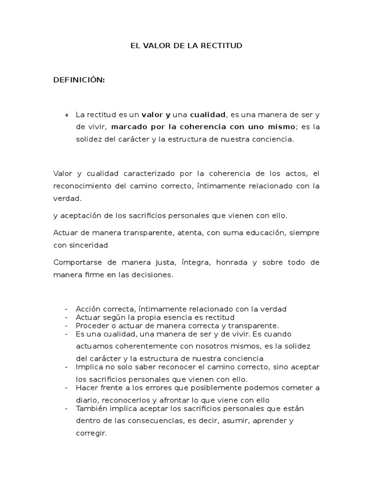 El Valor de La Rectitud | PDF | Actitud (psicología) | Verdad