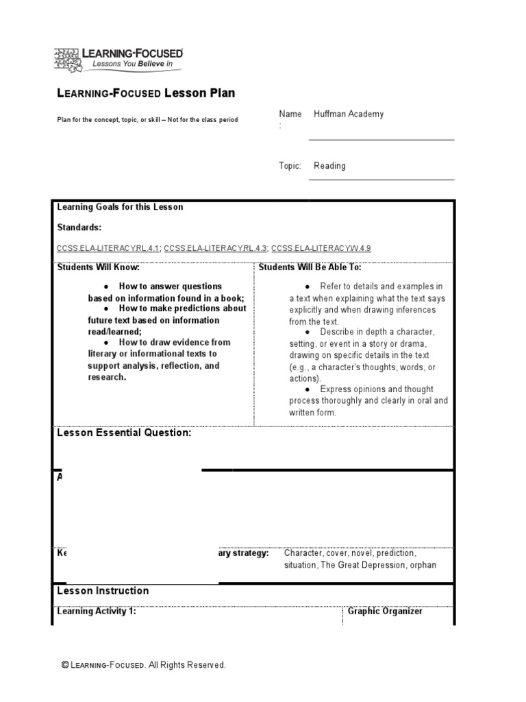 L - F Lesson Plan: Earning Ocused | PDF | Lesson Plan | Education Theory