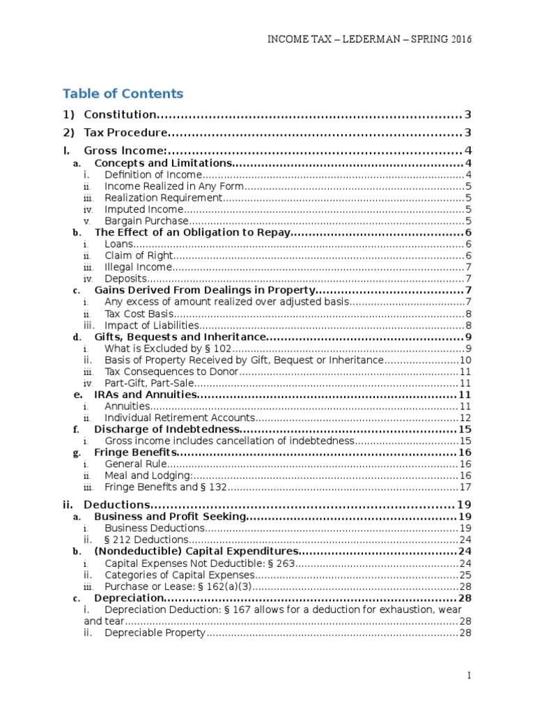 Income Tax Outline | Download Free PDF | Individual Retirement Account ...
