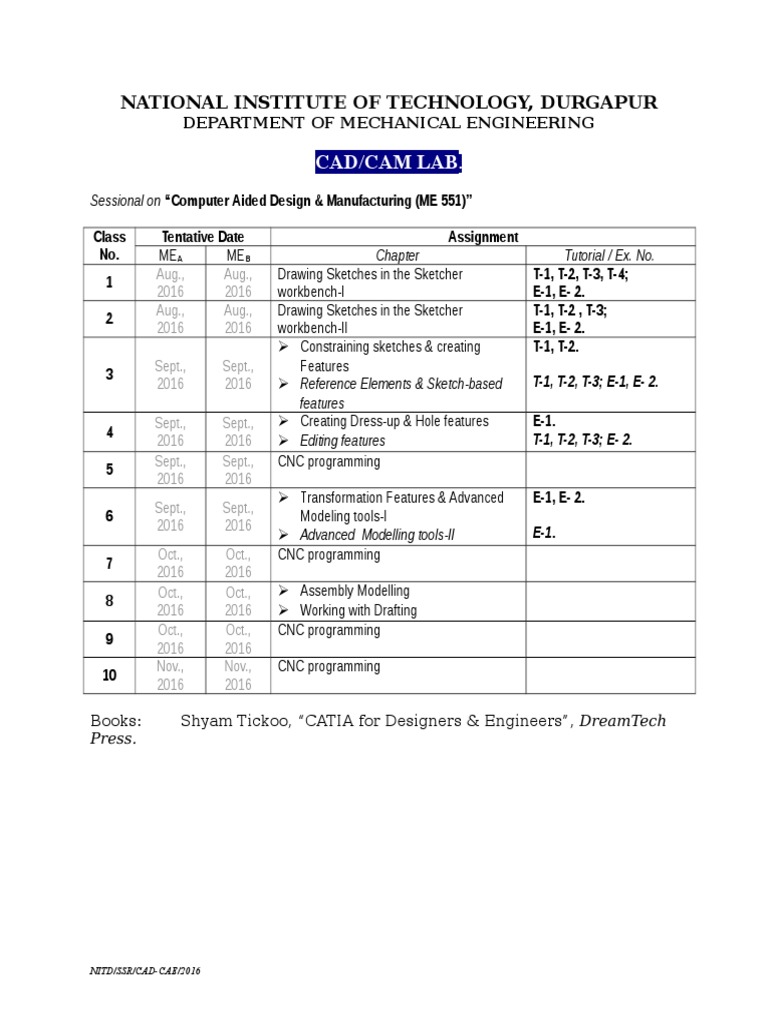 Cad/Cam Lab: National Institute of Technology, Durgapur | PDF