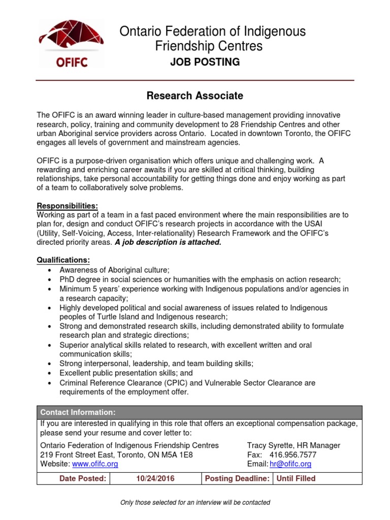 Ontario Federation of Indigenous Friendship Centres - Research ...