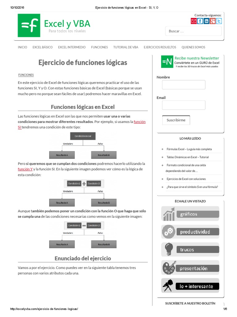 Ejercicio de Funciones Lógicas en Excel - SI, Y, O | Cookie HTTP ...