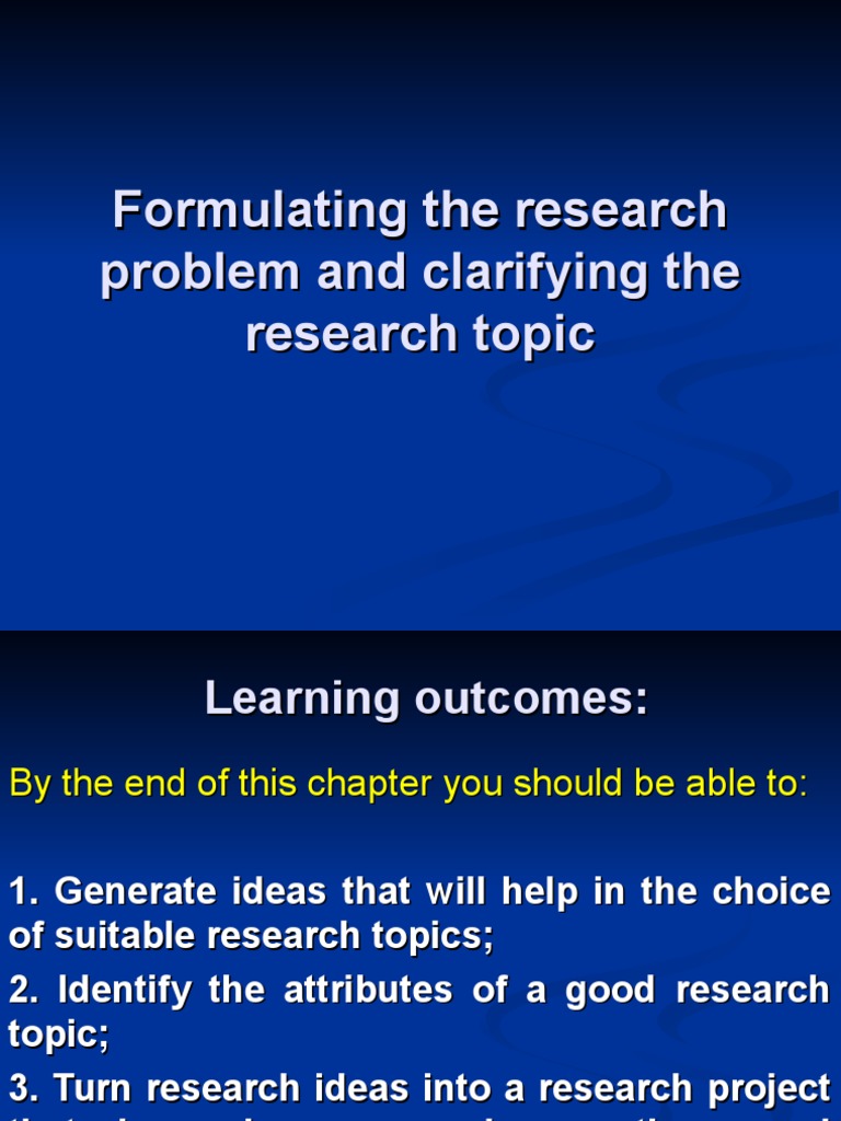 RM3. Formulating The Research Problem | PDF | Hypothesis | Inquiry
