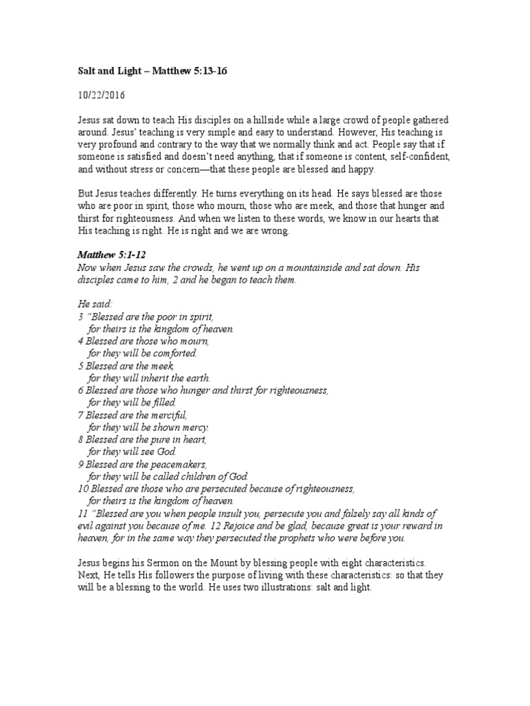 Salt and Light - Matthew 5:13-16 (Sermon) | Gospel Of Matthew | Jesus