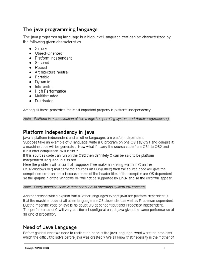 Msit Java Handout 1 PDF | PDF | Computers