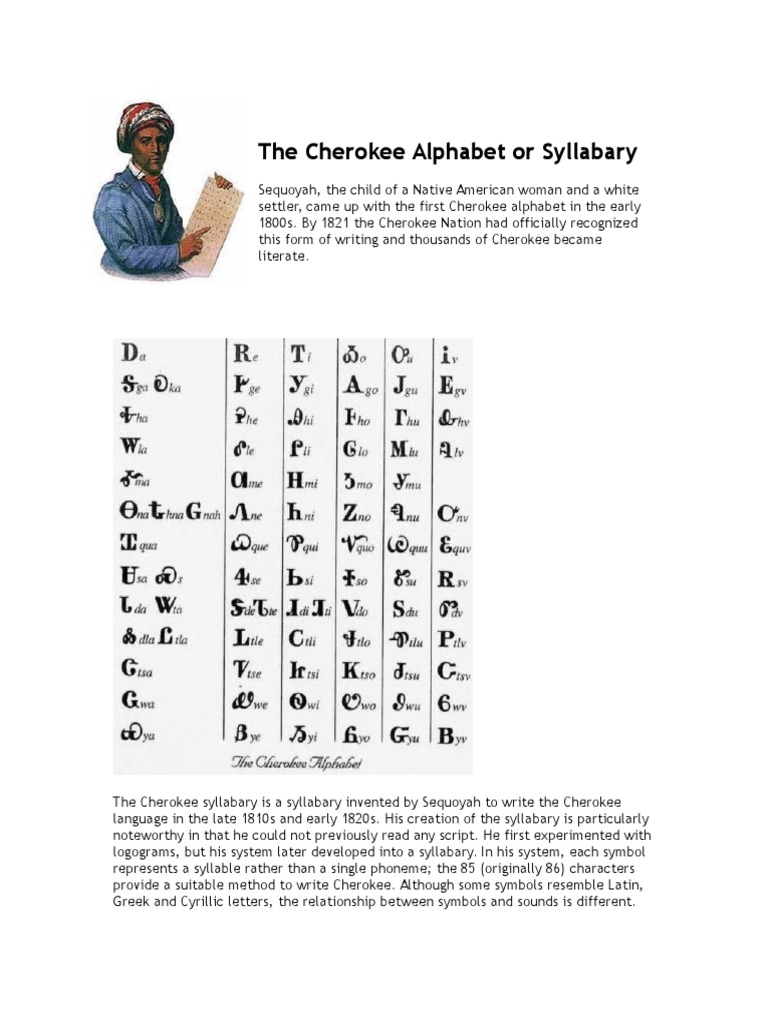 The Cherokee Alphabet or Syllabary | PDF | Phonetics | Symbols