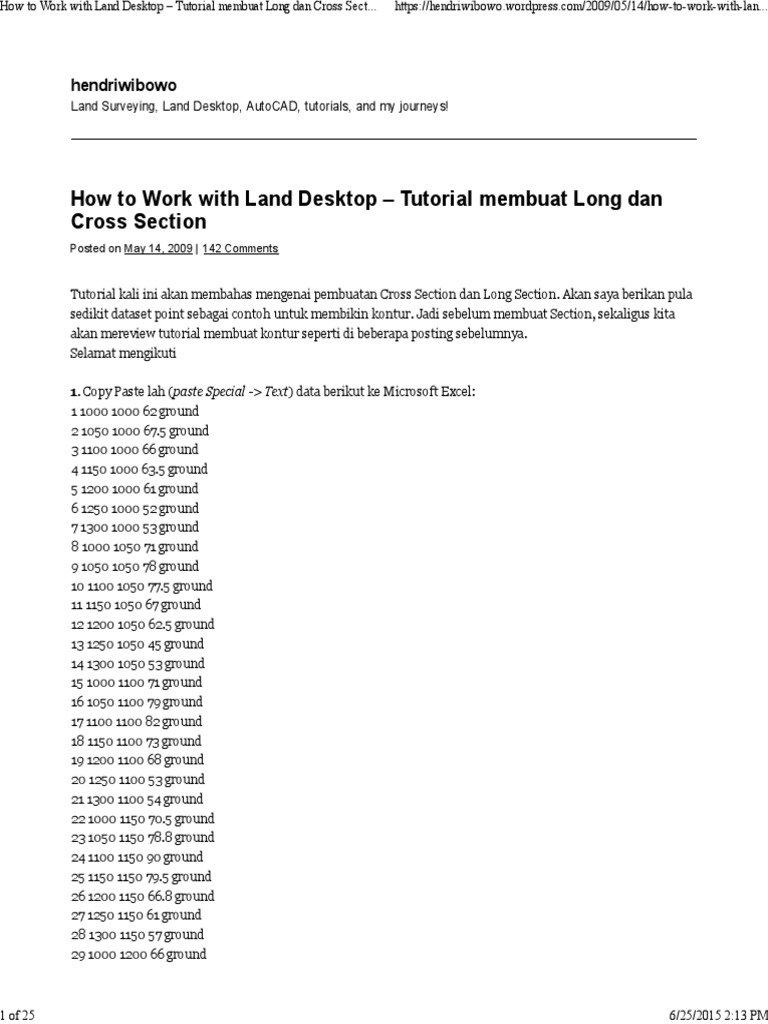 226 Tutorial Membuat Long Dan Cross Section - Hendriwibowo) | PDF ...