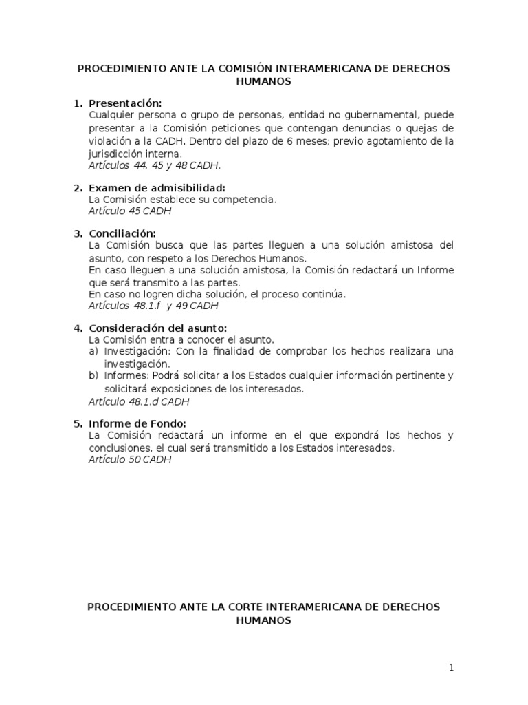 Procedimientos Ante La Comisión Y La Corte Idh Pdf Sentencia Ley