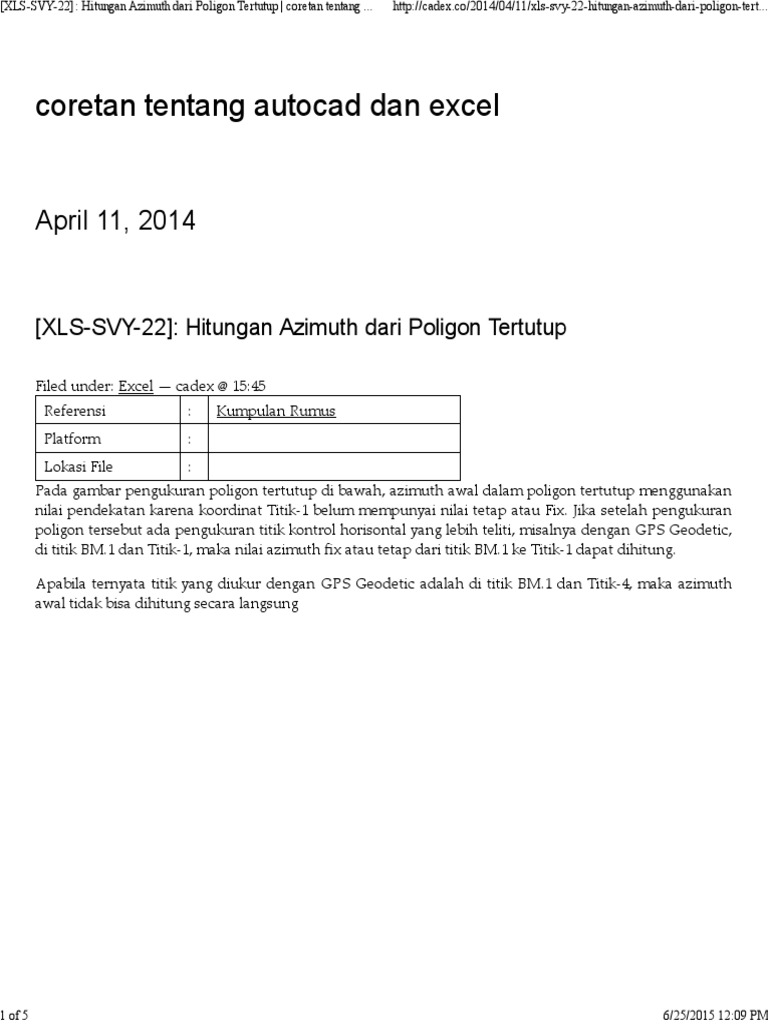 (XLS-SVY-22) - Hitungan Azimuth Dari Poligon Tertutup - Coretan Tentang ...