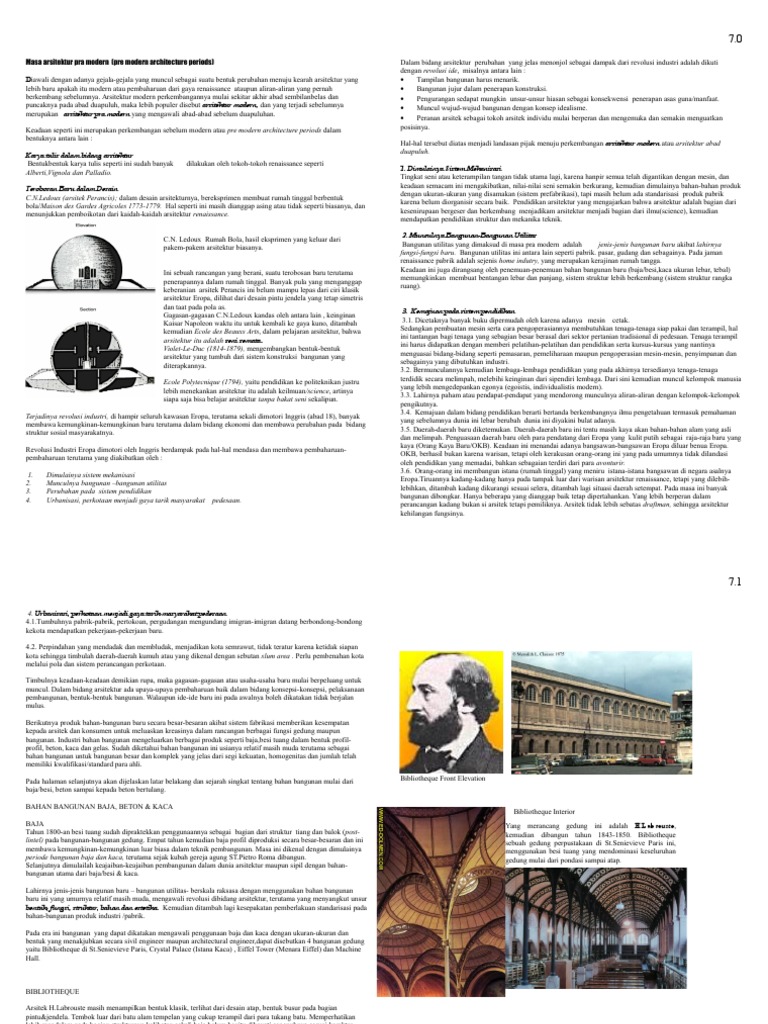 Masa Arsitektur Pra Modern Modern Ringkasan | PDF