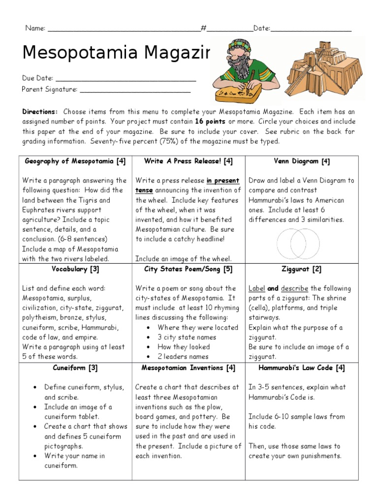 Mesopotamiaextensionmenuassessment | PDF | Mesopotamia | Cuneiform