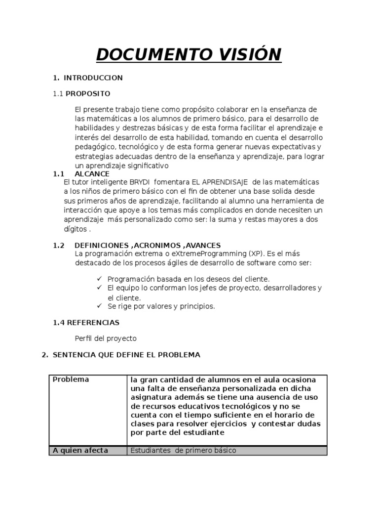 Documento Vision | Aprendizaje | Evaluación | Prueba gratuita de 30 ...