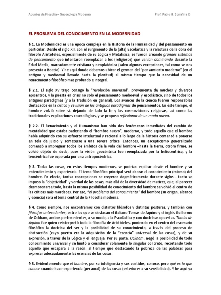 El Problema Del Conocimiento en La Modernidad | PDF | Conocimiento | Empirismo
