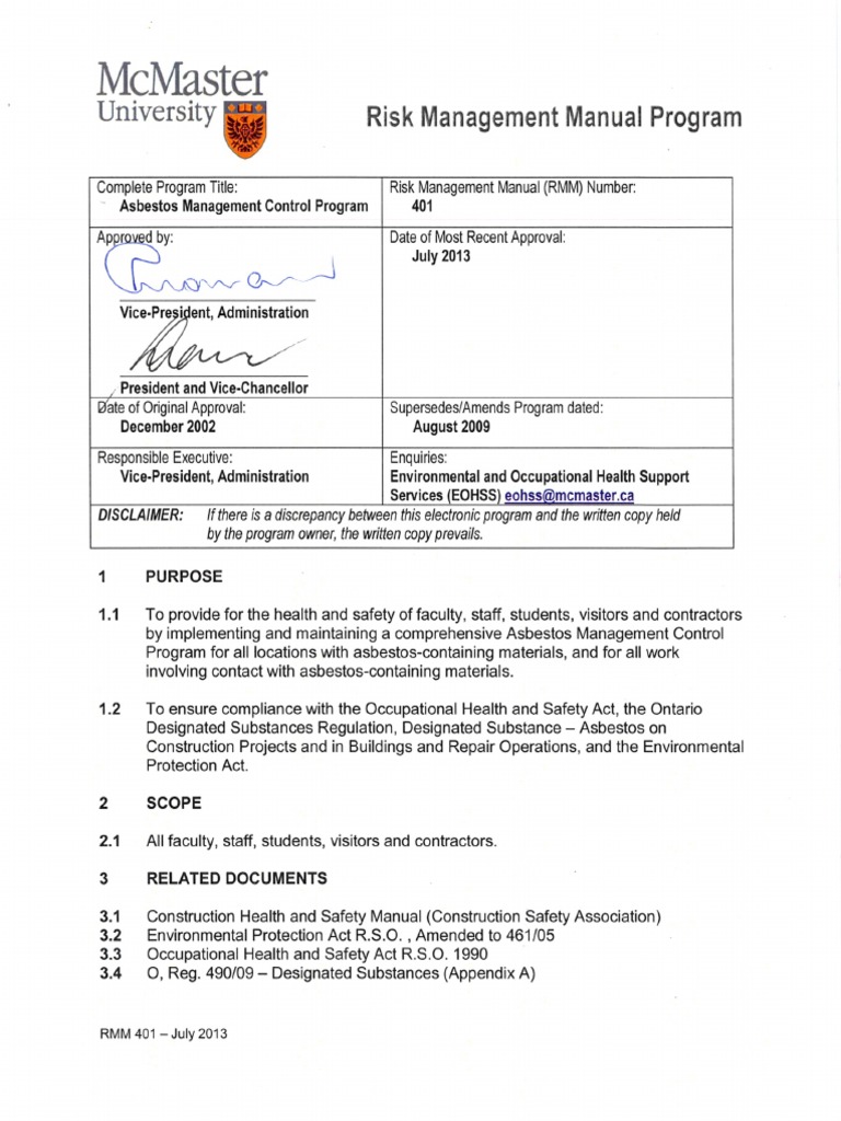 Asbestos Management Control | PDF | Asbestos | Occupational Safety And ...