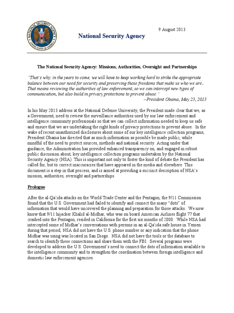 The National Security Agency: Missions, Authorities, Oversight and ...