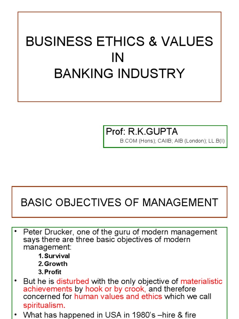 Ethics and Values in Banking Industry | PDF | Computing | Financial ...