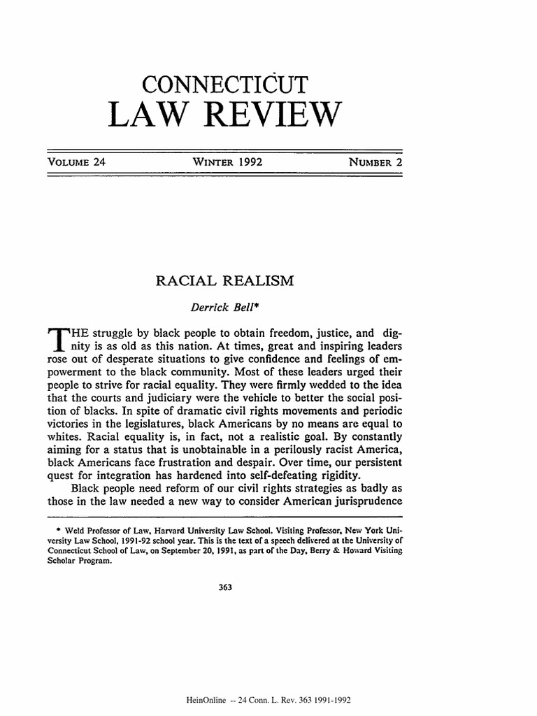 Bell - Racial Realism | PDF | Jurisprudence | Race (Human Categorization)