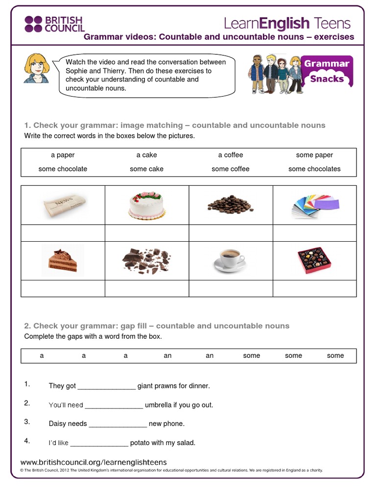 Five Exercises To Practise Countable And Uncountable Nouns Games To
