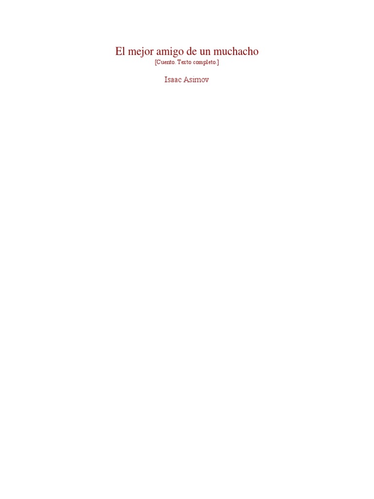 El Mejor Amigo de Un Muchacho | PDF