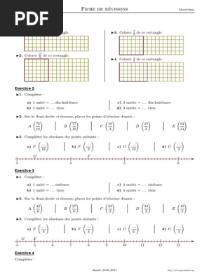 Fiches De Travail Mathématiques De 5e Année Sur Les Fractions