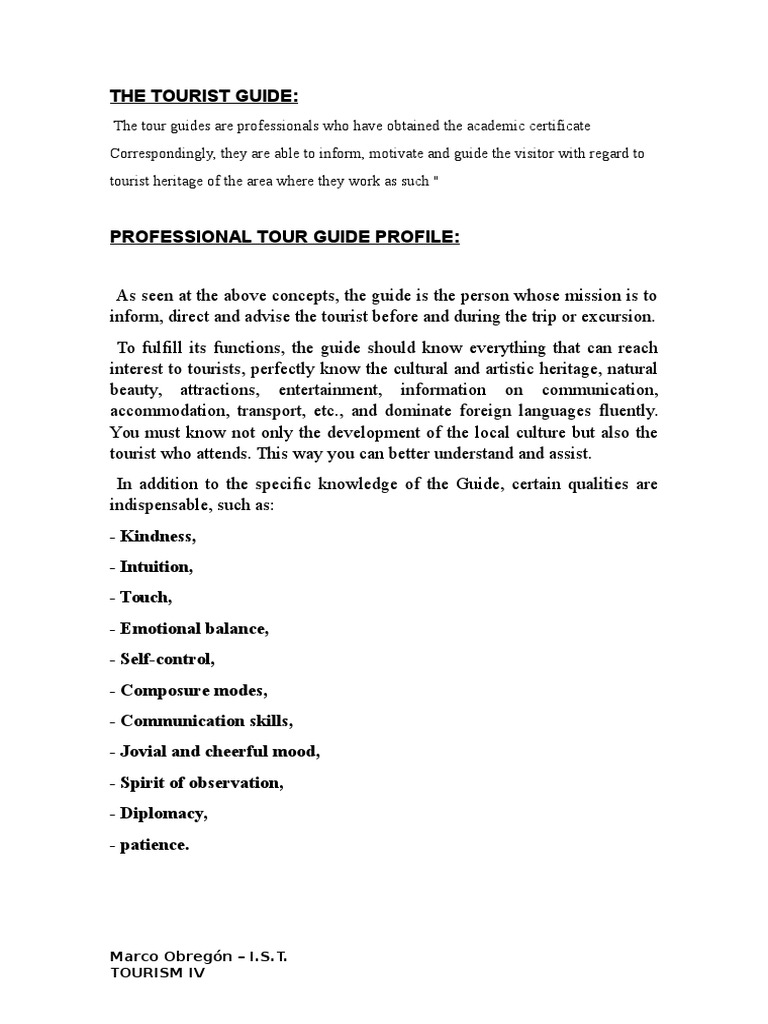 Professional Tour Guide Qualifications | PDF