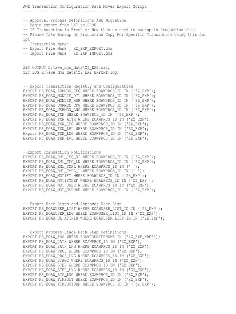 Script Datamover Migrar Awe | PDF | Data | Digital Technology