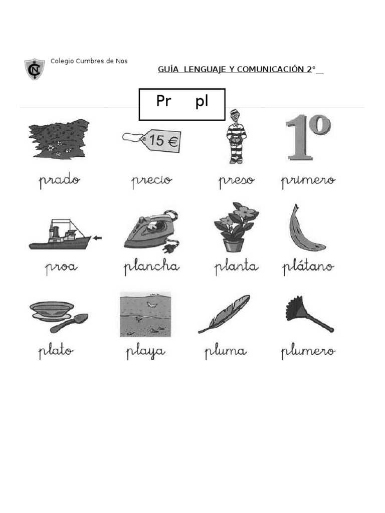 Guía Grupos Consonantes PR-PL | PDF