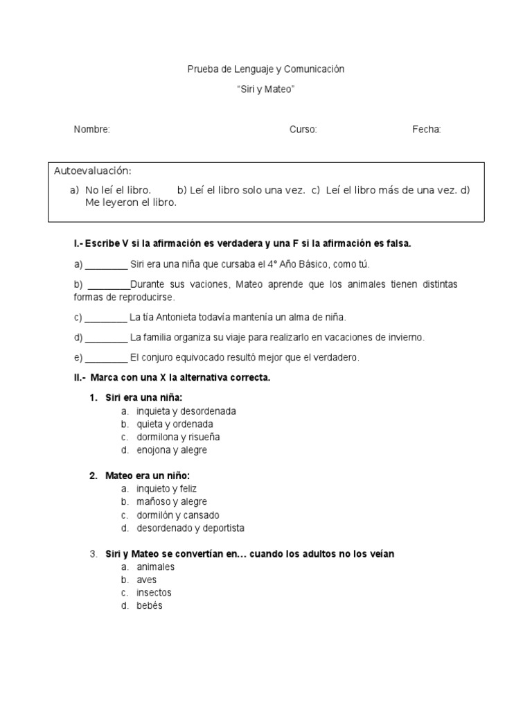 Prueba Siri y Mateo | PDF | Ocio