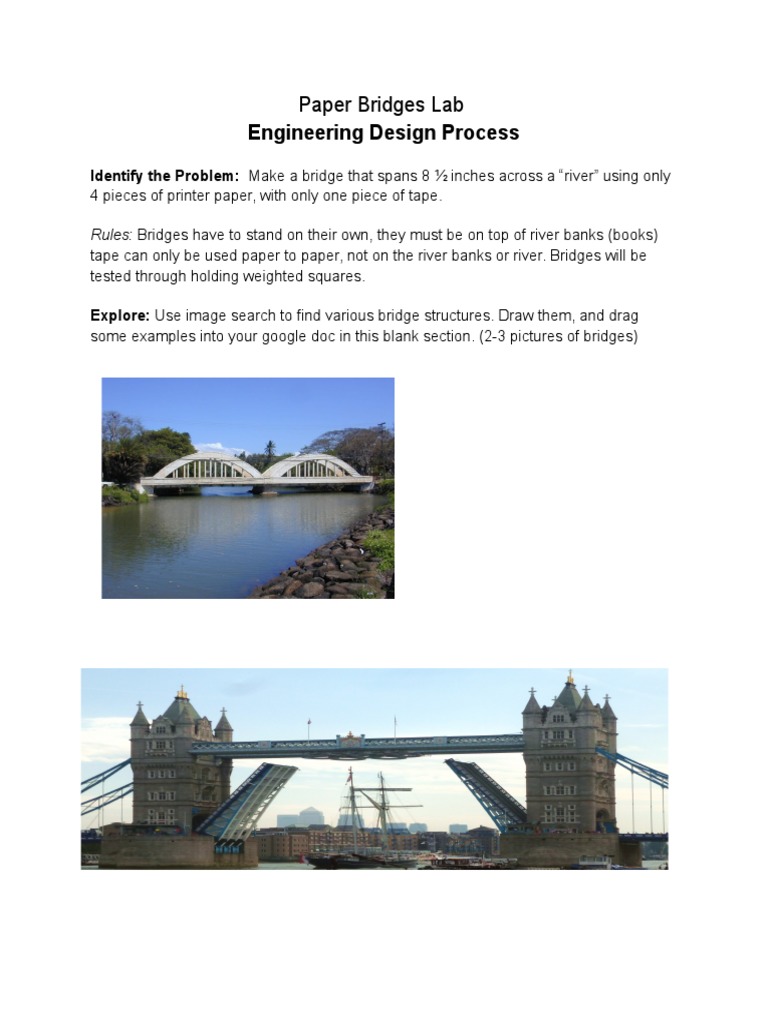 Engineering Design Process: Paper Bridges Lab | PDF