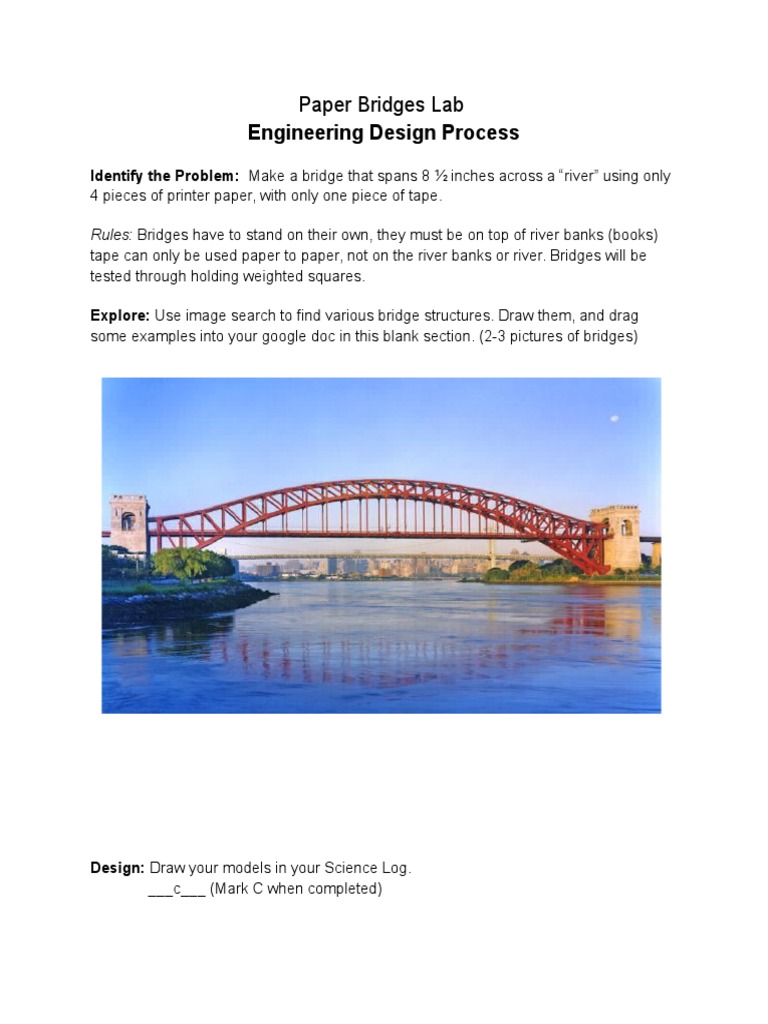 Engineering Design Process: Paper Bridges Lab | PDF