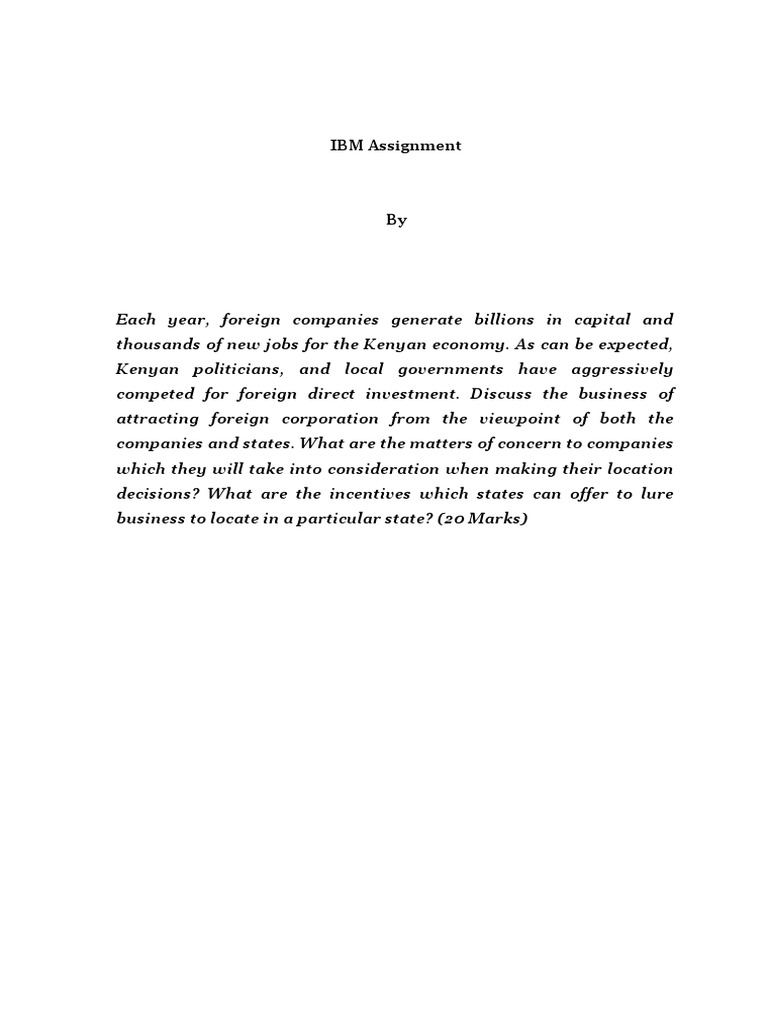 IBM Assignment Kenya | PDF | Foreign Direct Investment | Multinational Corporation