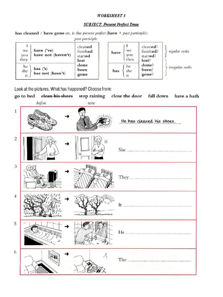 WORKSHEET 3 - Present Perfect Tense | PDF