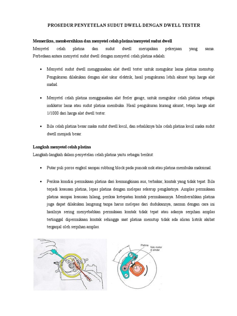 Prosedur Penyetelan Sudut Dwell Dengan Dwell Tester | PDF