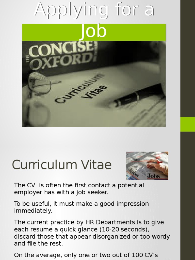 2 Applying For A Job The CV | PDF | Résumé | Communication