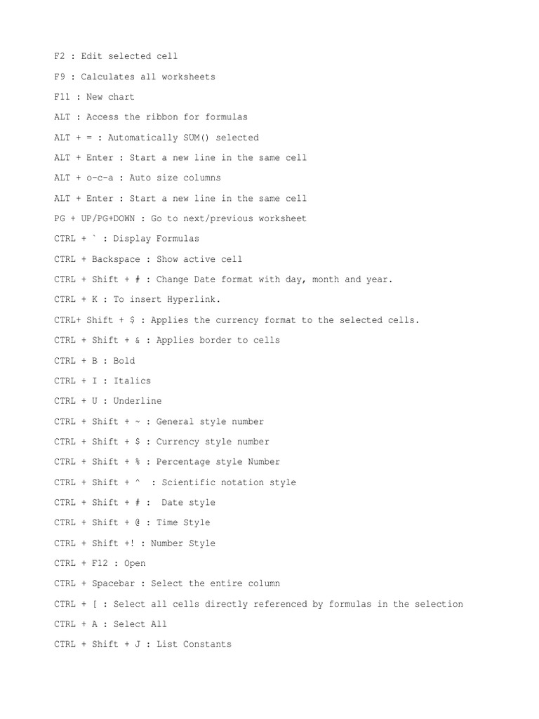 Comandos Excel | PDF