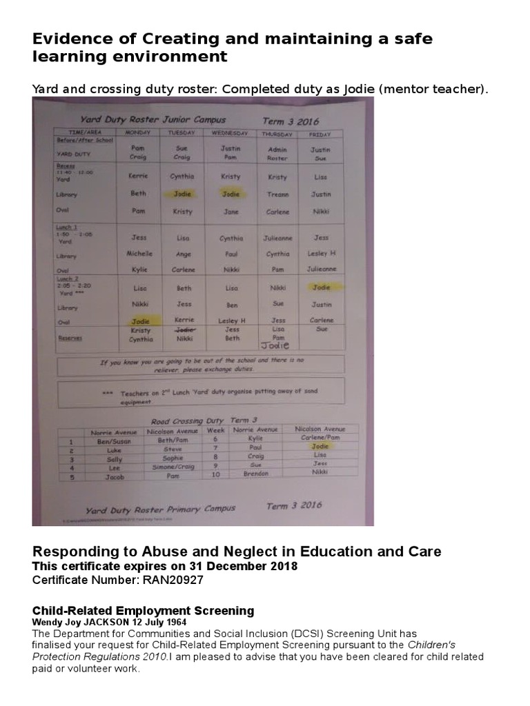 Creating And Maintaining A Safe Learning Environment Pdf