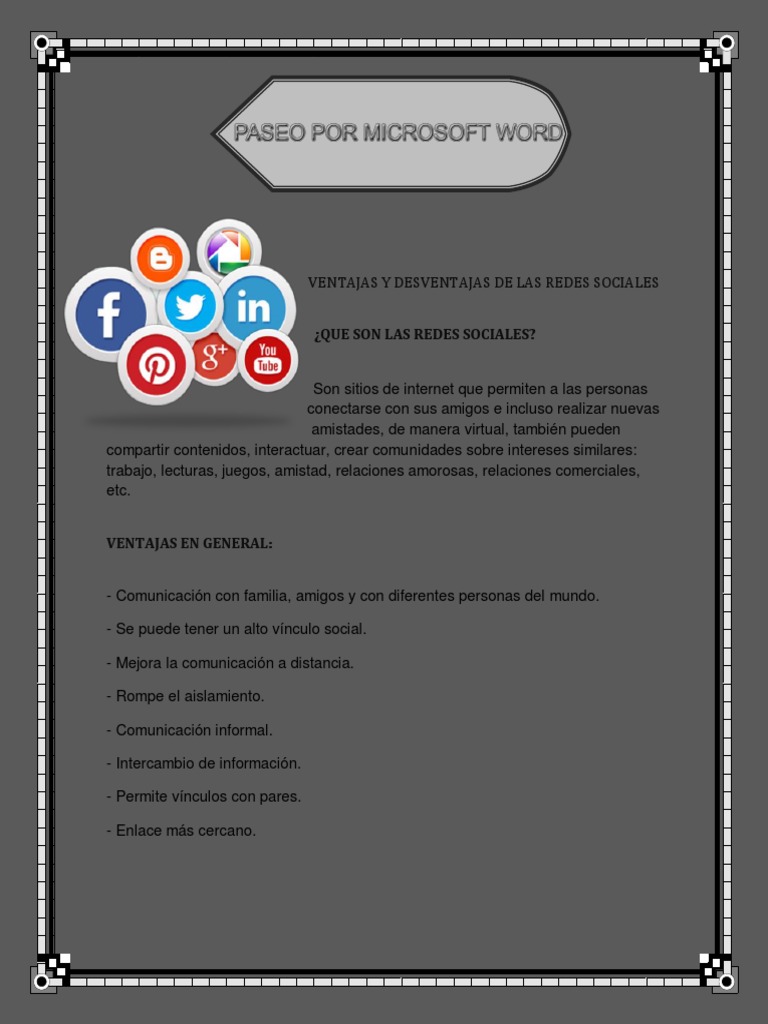 Ventajas y Desventajas de Las Redes Sociales | PDF | Ciencias sociales
