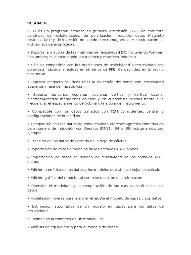 IX1D: Software de Inversión Electromagnética y Resistividad | PDF ...