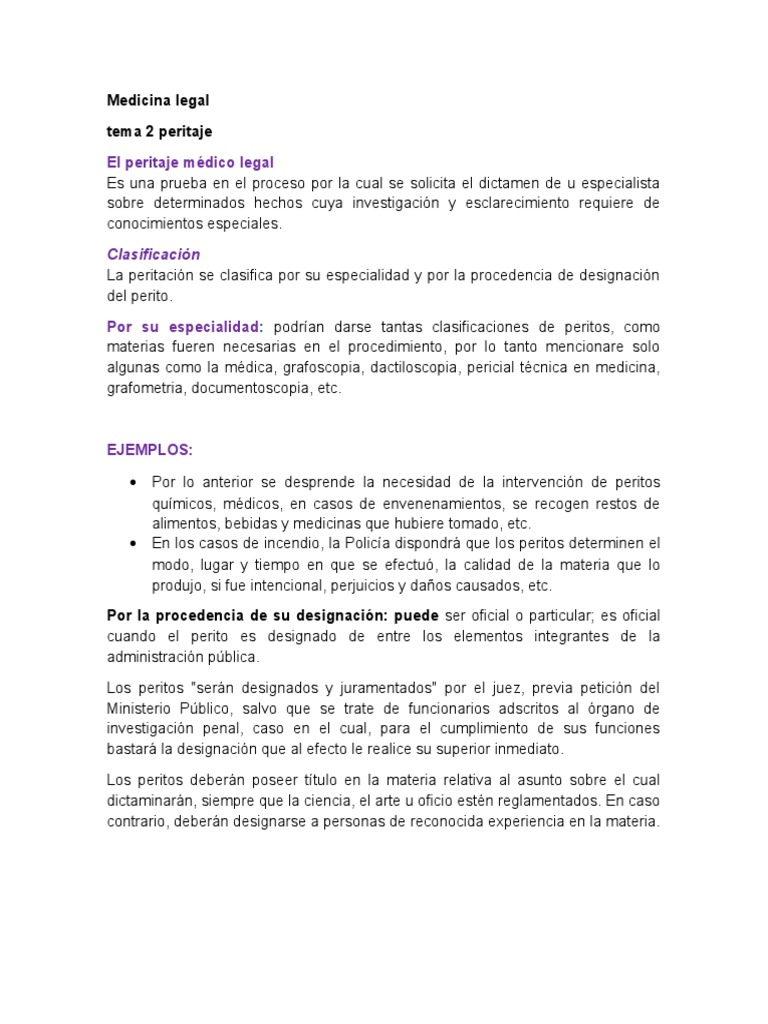 Peritaje Médico Legal: Guía Completa | PDF | Testigo experto ...