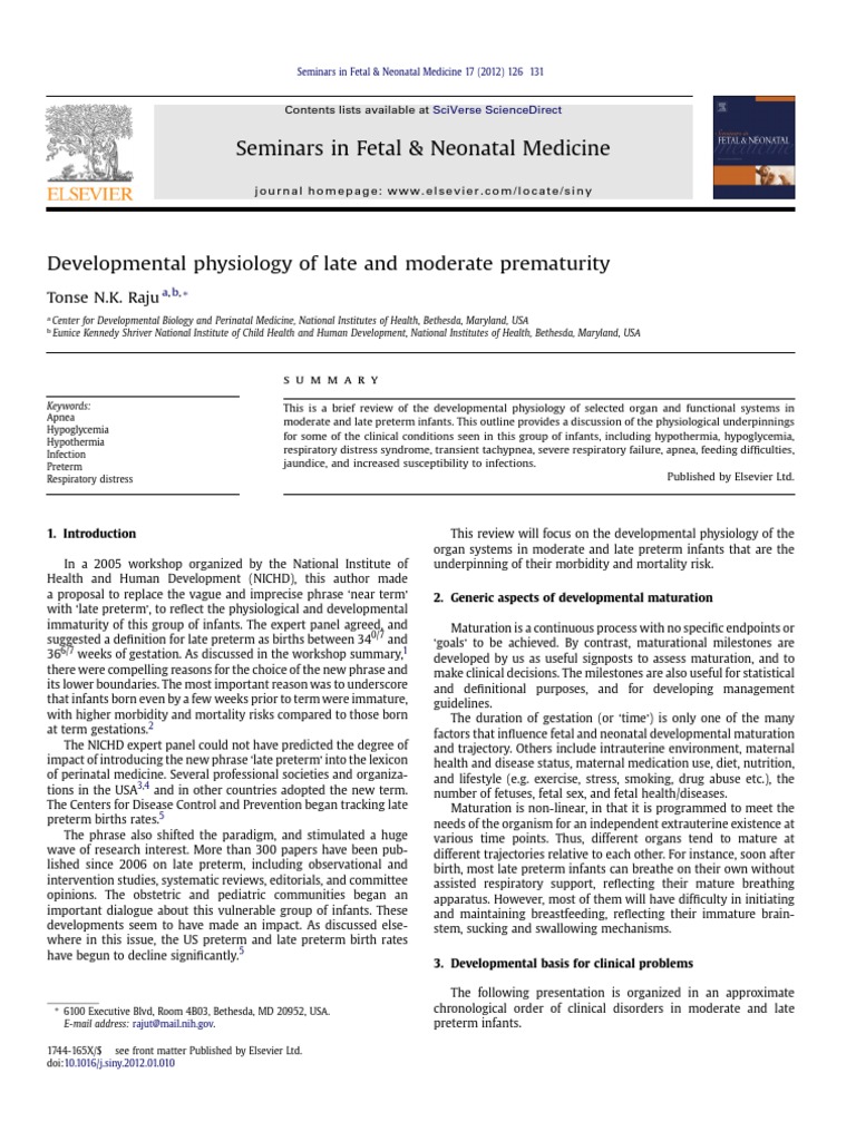 Seminars in Fetal & Neonatal Medicine: Tonse N.K. Raju | PDF | Preterm ...