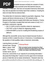 Mnemonics for Psychiatric Diagnosis | PDF | Memory | Anxiety